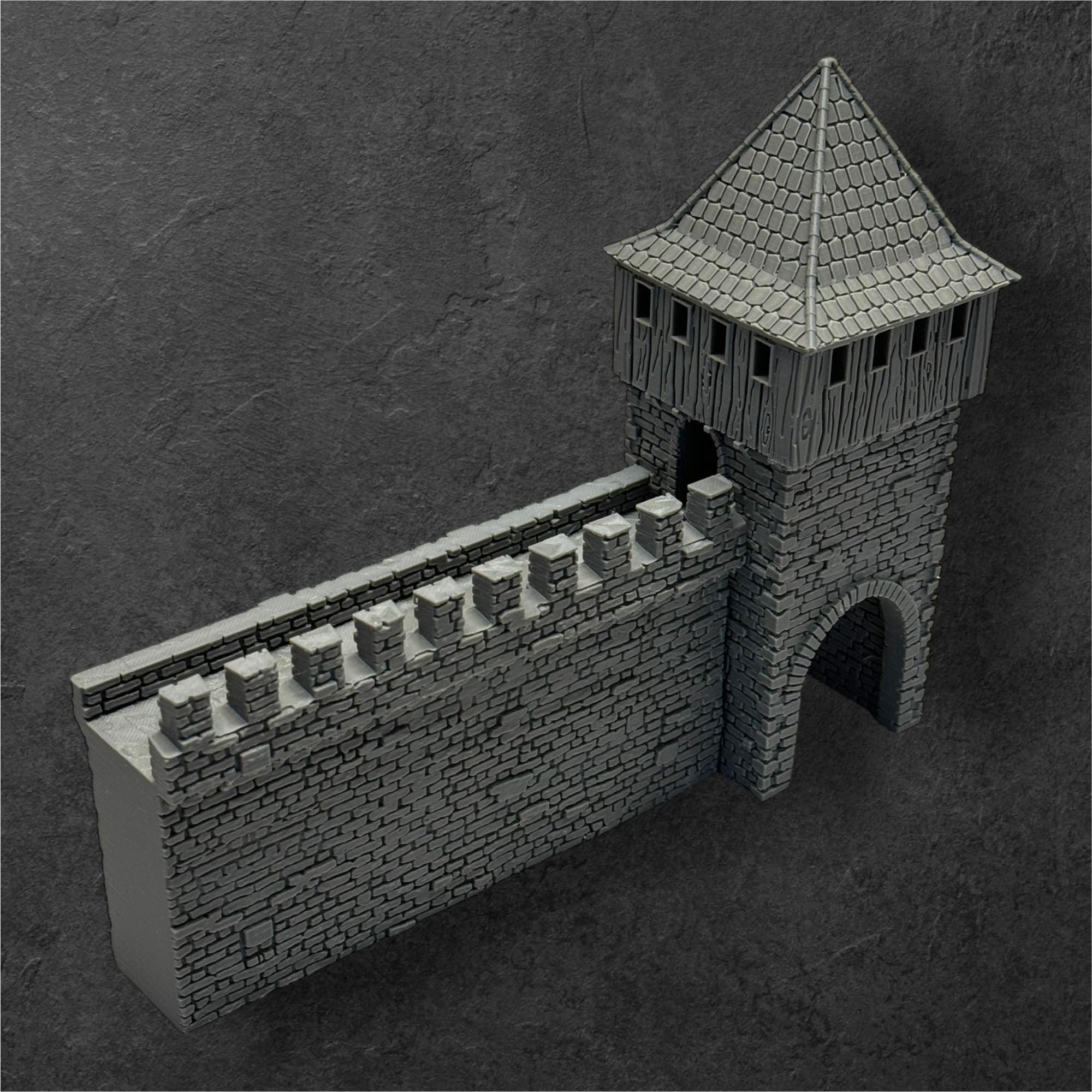 Medieval Modular Castle Gates and Wall (straight). 28mm Scale ...