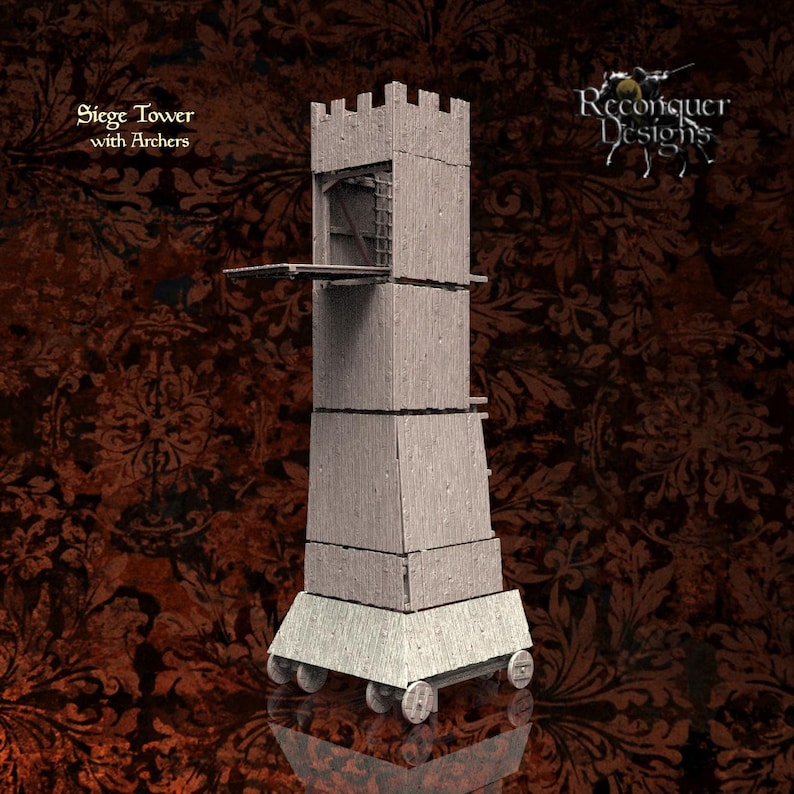 Medieval Siege Tower and Archers. 28mm, 32mm, 40mm, 54mm, 75mm ...