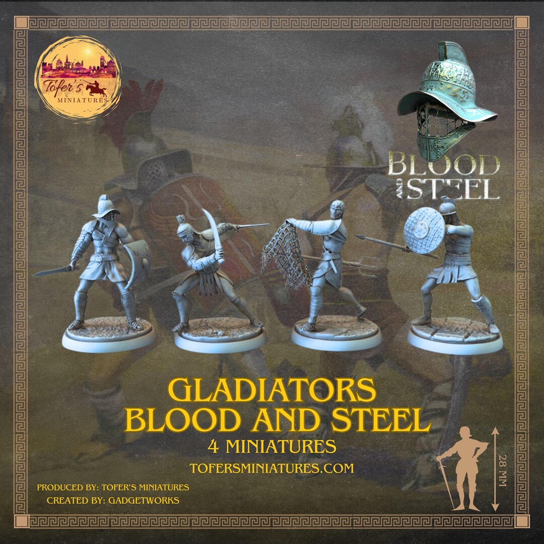 Set of 4 Gladiators. Blood and Steel 54 Mm Miniatures by Tofer's ...
