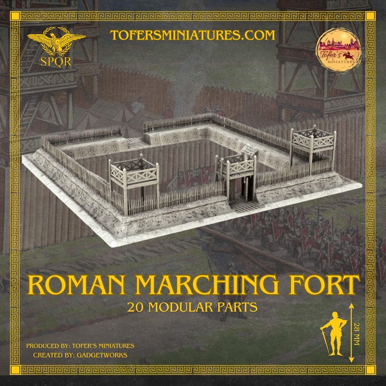 Roman Empire Modular Marching Fort. 30 Pieces. 28 Mm. Produced by Tofer ...
