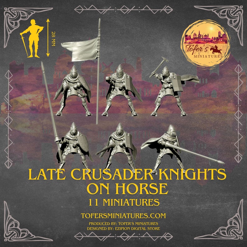 Late Crusader Knights on Horse. 28 Mm Miniatures - Etsy
