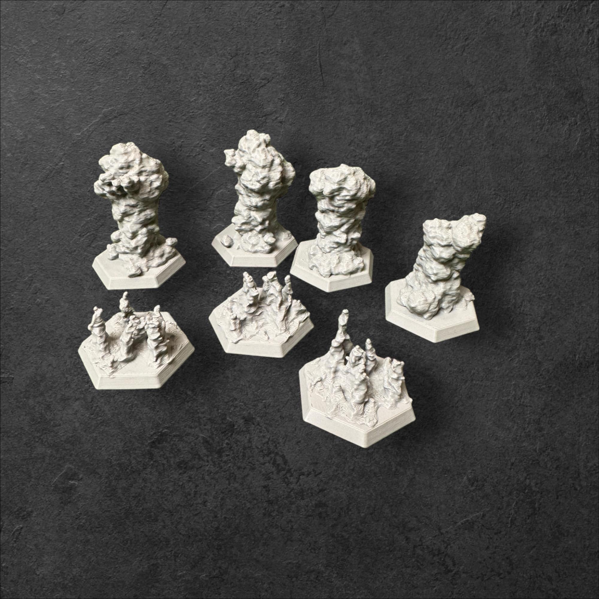 Set of 7, Battletech Flame Tiles Terrain Scenery for Tabletop 28mm ...