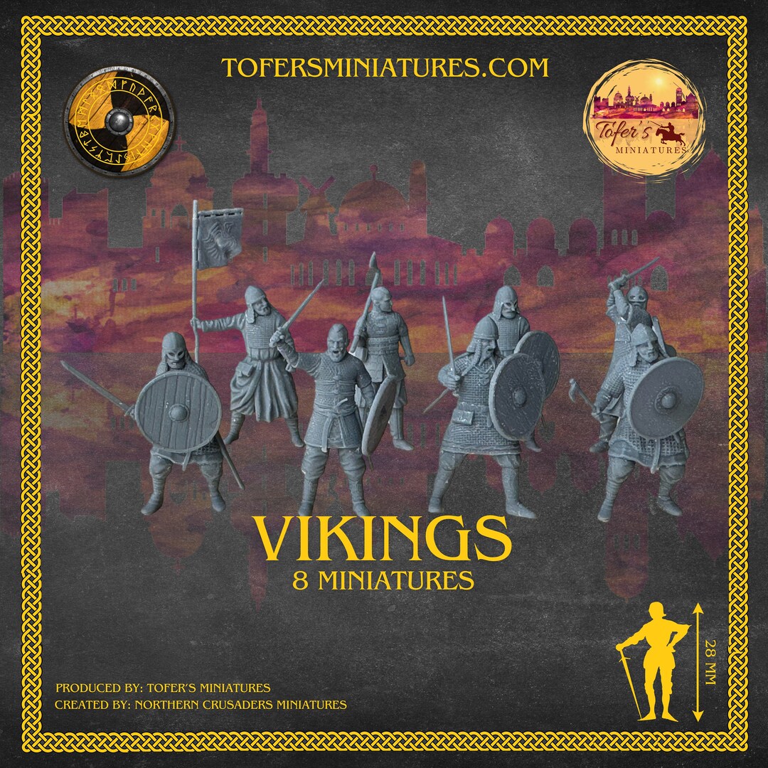 Set of 8 Vikings. 28 Mm Miniatures - Etsy