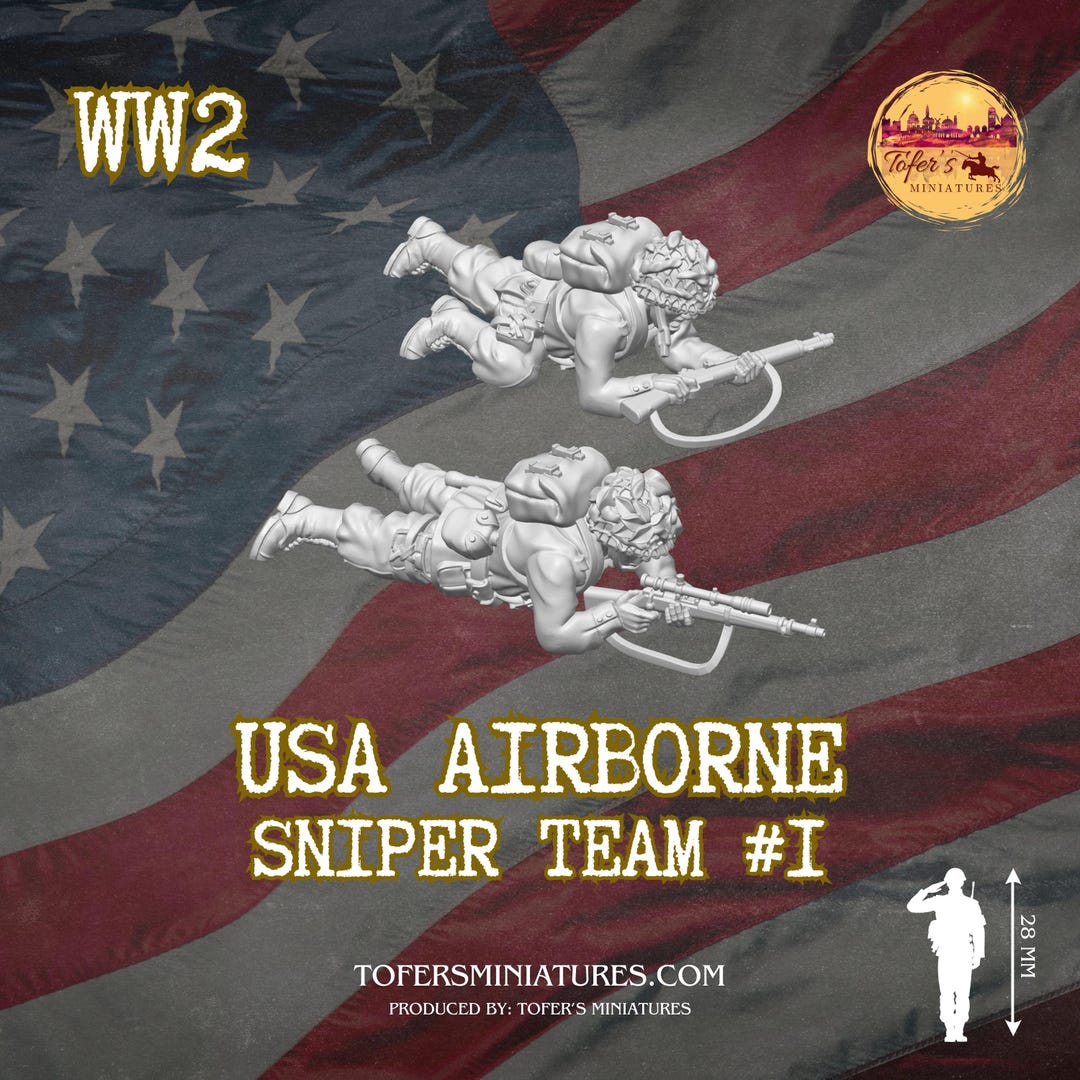 USA Airborne Sniper Team #1 (US, WW2) - Bolt Action 1/56 (28mm) Scale ...