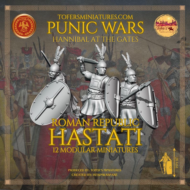 Hastati. Republic of Rome. 28 Mm Miniatures Set of 12 Miniatures.punic ...