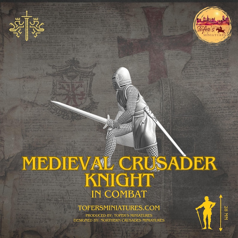 Medieval Crusader Knight in Combat. 28 Mm Miniatures. Ideal for Games ...