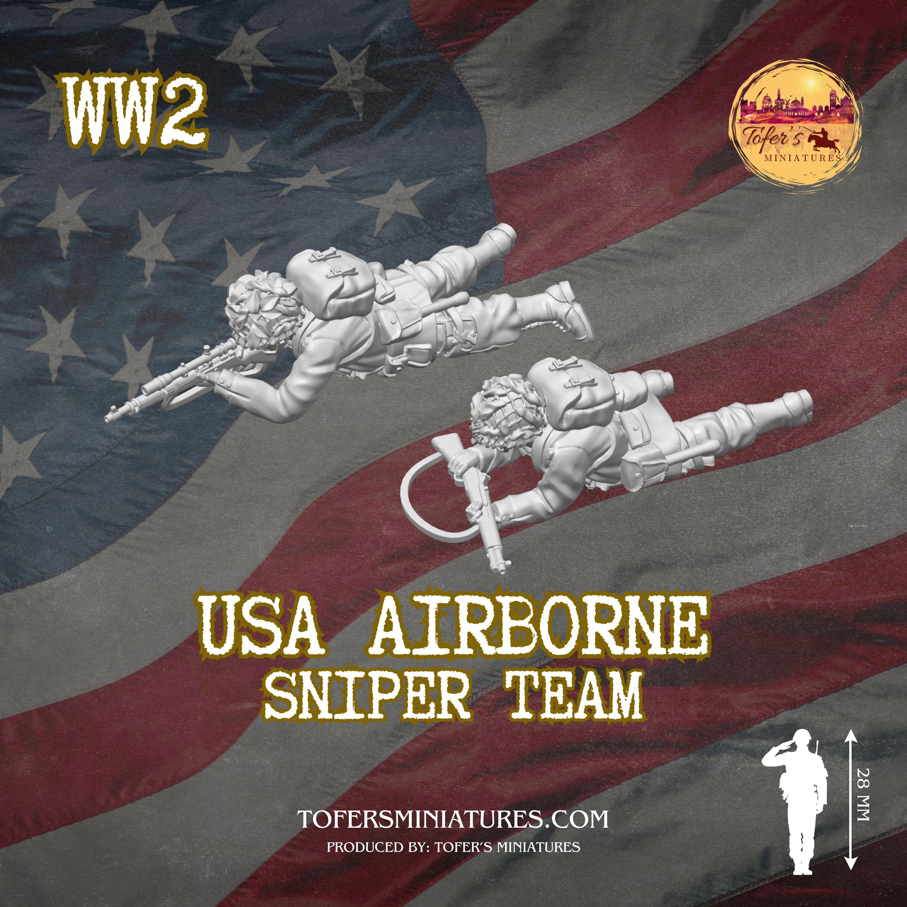 USA Airborne Sniper Team #1 (US, WW2) - Bolt Action 1/56 (28mm) Scale ...