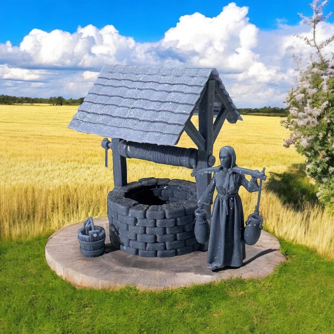 Medieval Water Well With Villager. 28 Mm - Etsy
