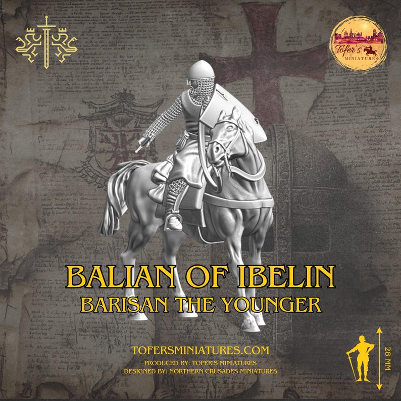 Mounted Medieval Norman Knight. Balian of Ibelin, Barisan the Younger ...