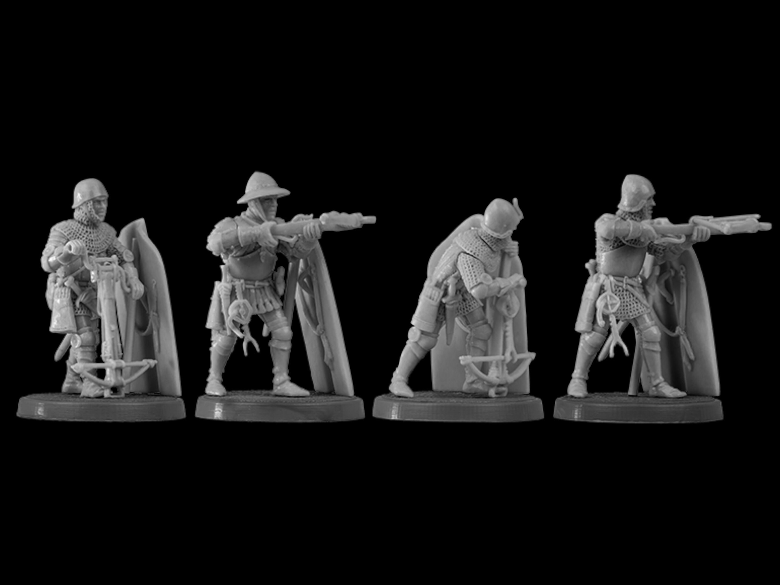 Set of 4 Medieval Genoese Crossbowmen. 28 Mm Miniatures - Etsy
