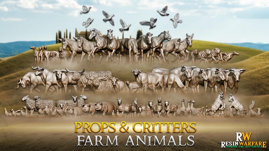 Farm Animals. 28 Mm Miniatures. Ideal for Diorama and Historical ...