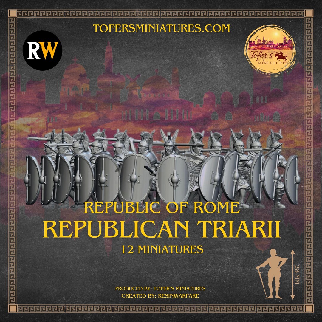 Triarii républicain. République de Rome. Lot de 12 figurines 28 mm ...