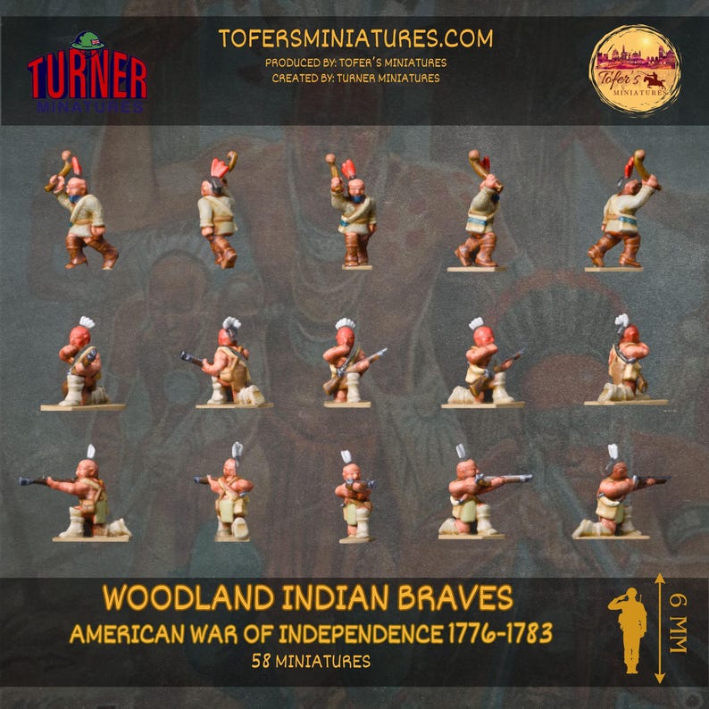 58x 6 Mm Woodland Indian Braves. American War of Independence 1776-1783 ...