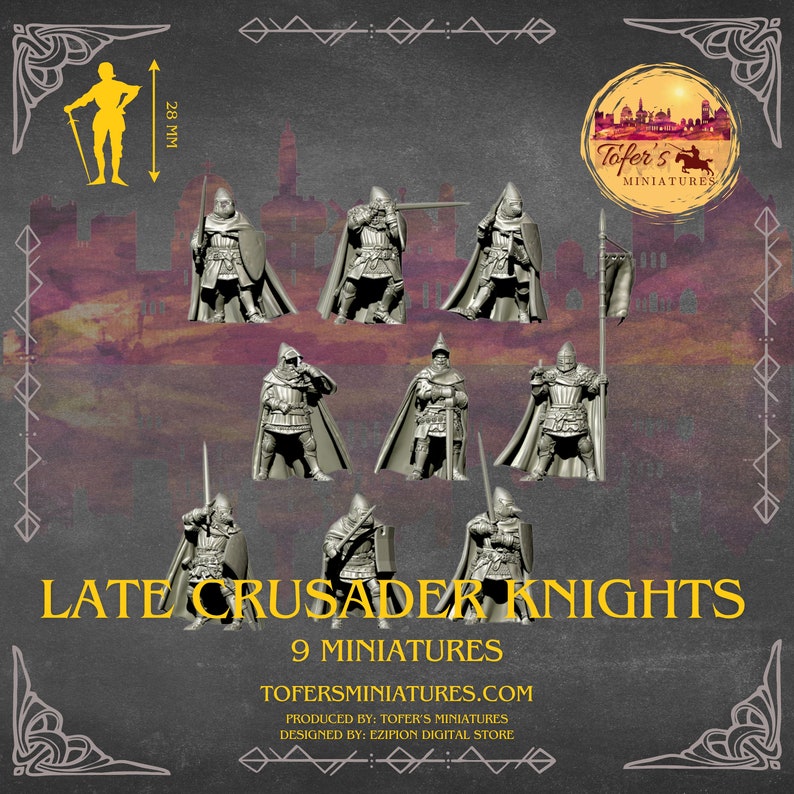 Late Crusader Knights on Foot. 28 Mm Miniatures - Etsy