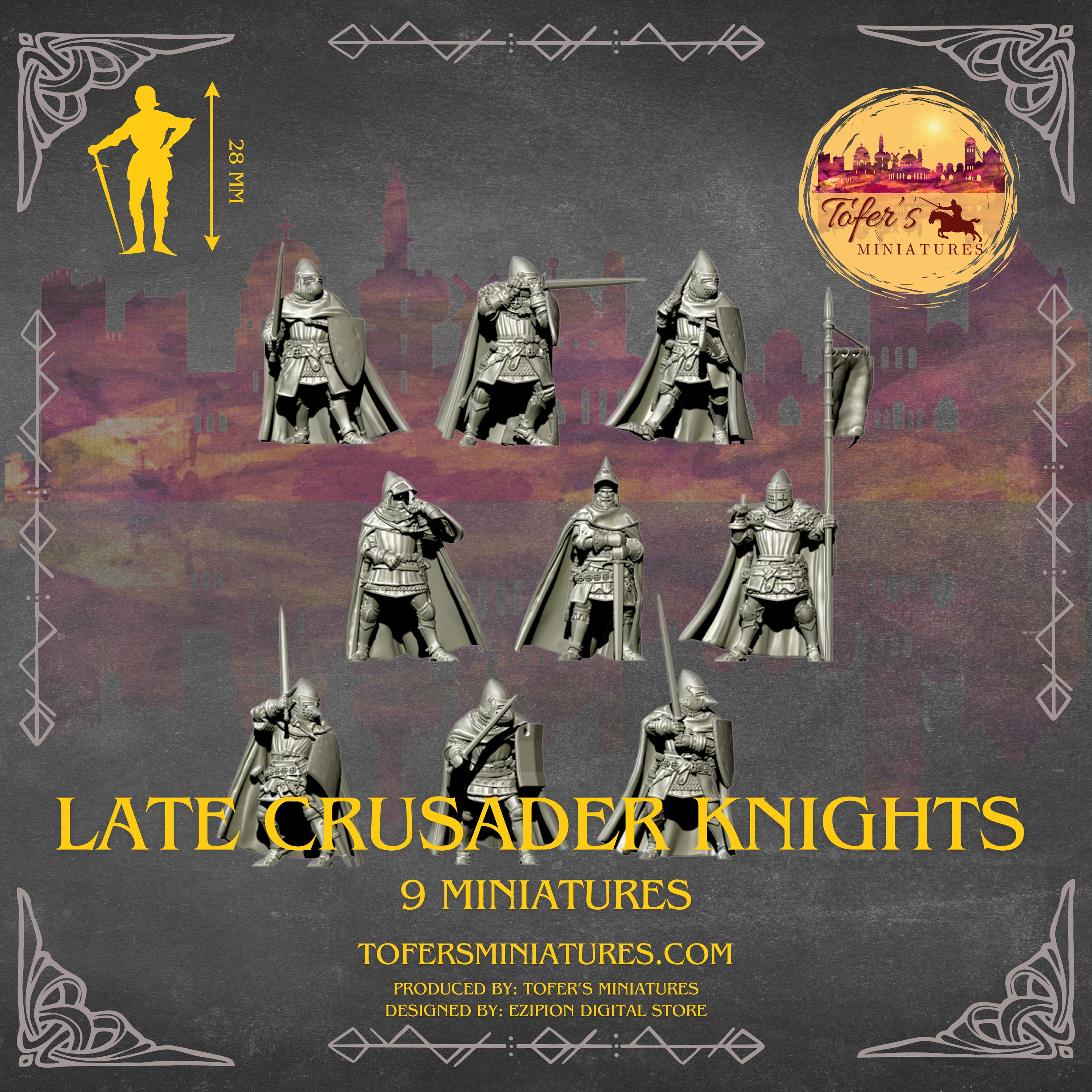 Late Crusader Knights on Foot. 28 Mm Miniatures - Etsy