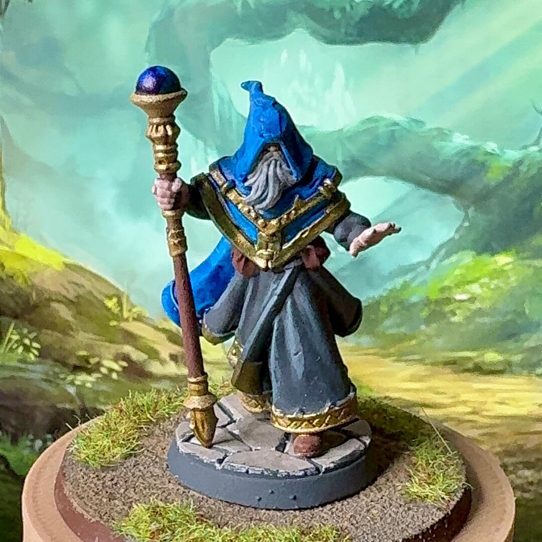 PAINTED the Blue Wizard. 32 Mm Fantasy Miniature. Great for DND and ...