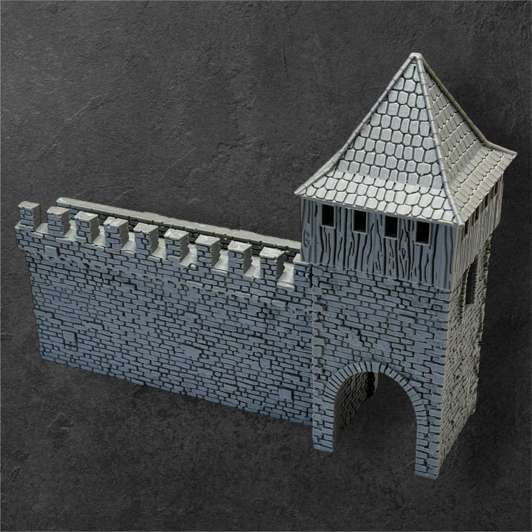 Medieval Modular Castle Gates and Wall (straight). 28mm Scale ...
