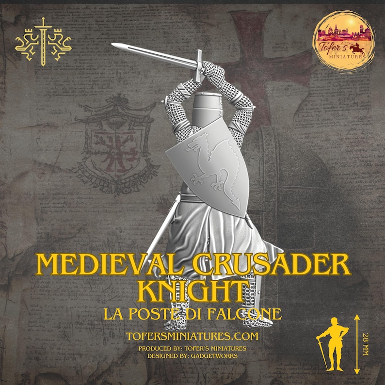 Medieval Crusader Knight - Medieval Knight - La Poste Di Falcone. 28 Mm ...