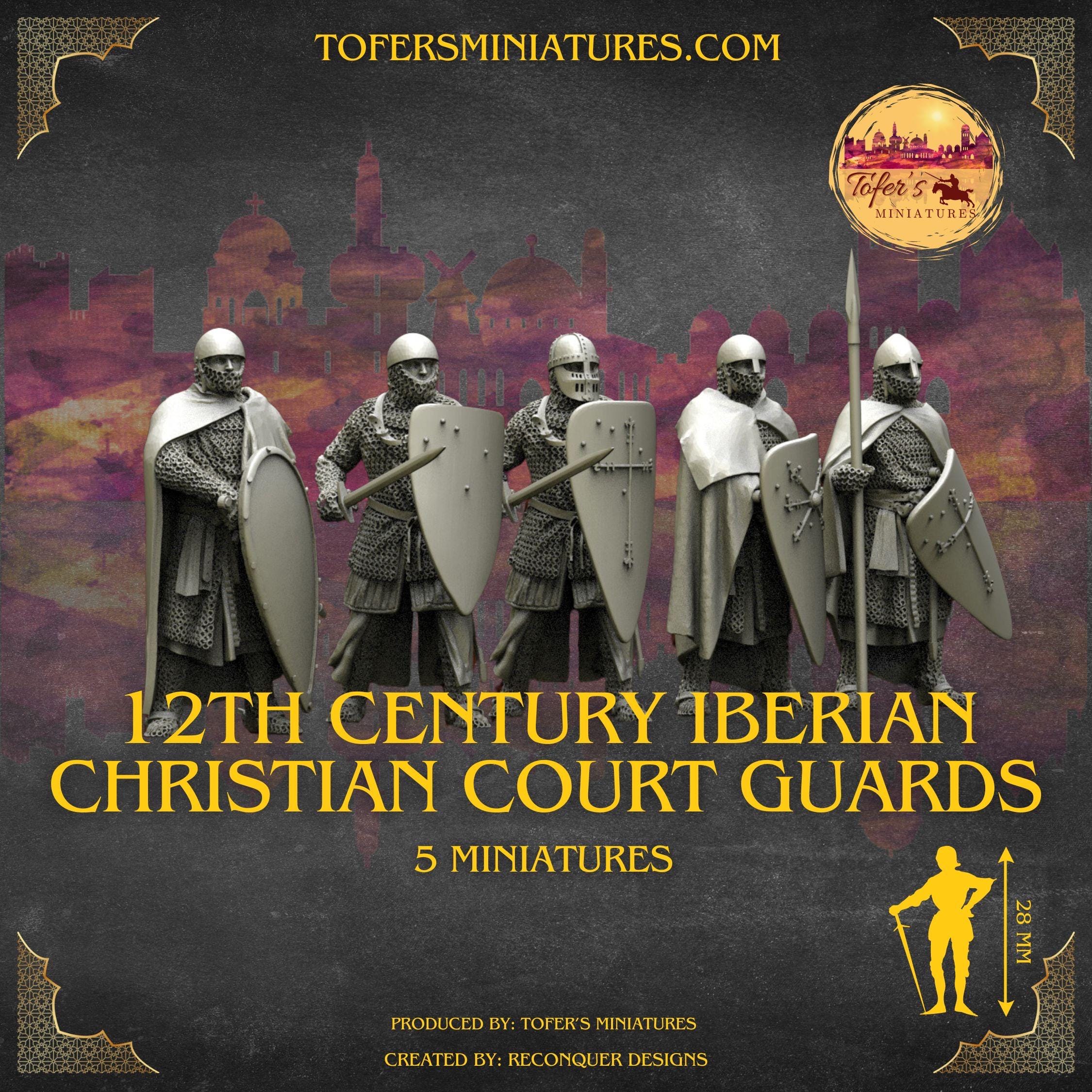 Set of 5 Medieval 12th Century Iberian Christian Court Guards. 28 Mm ...