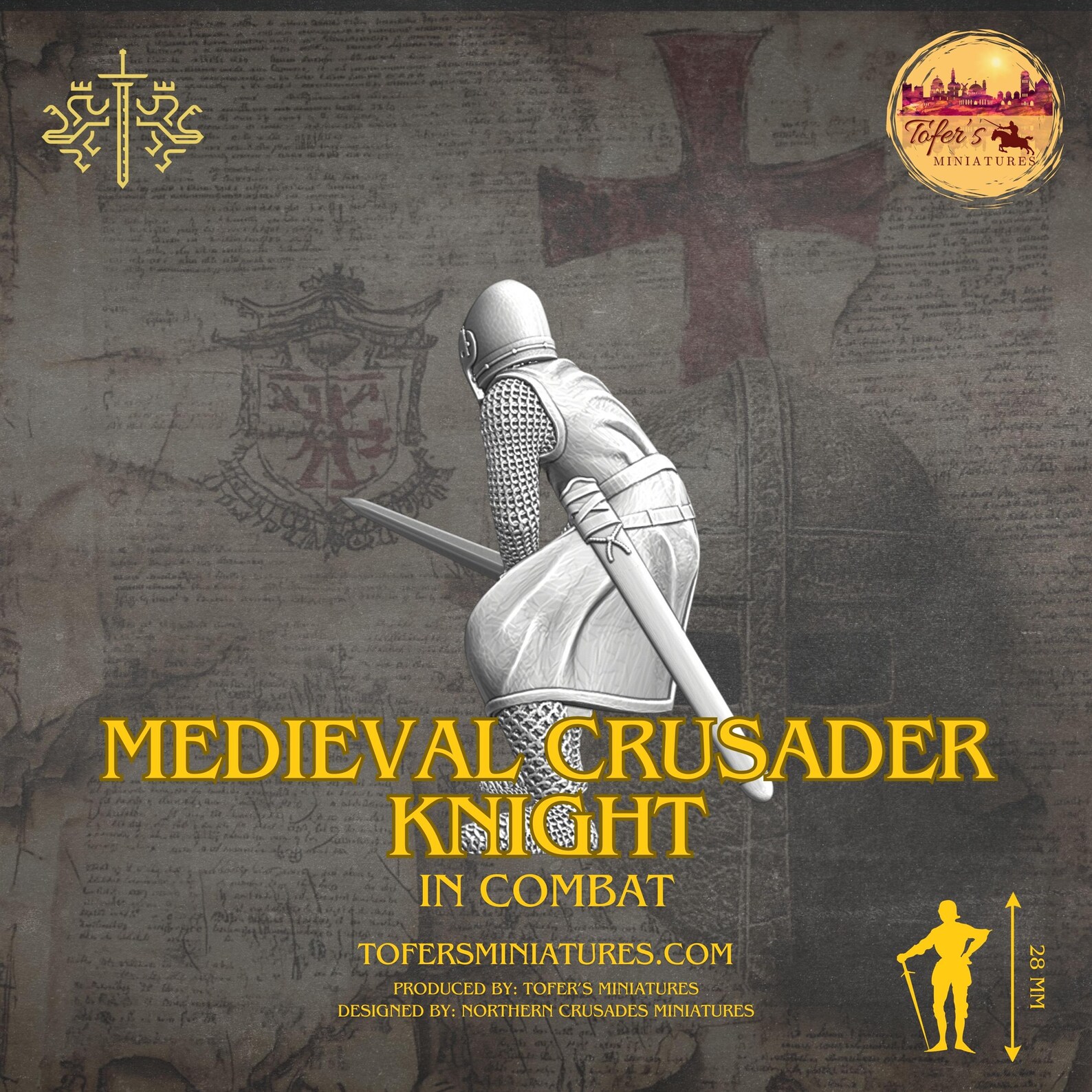 Medieval Crusader Knight in Combat. 28 Mm Miniatures. Ideal for Games ...