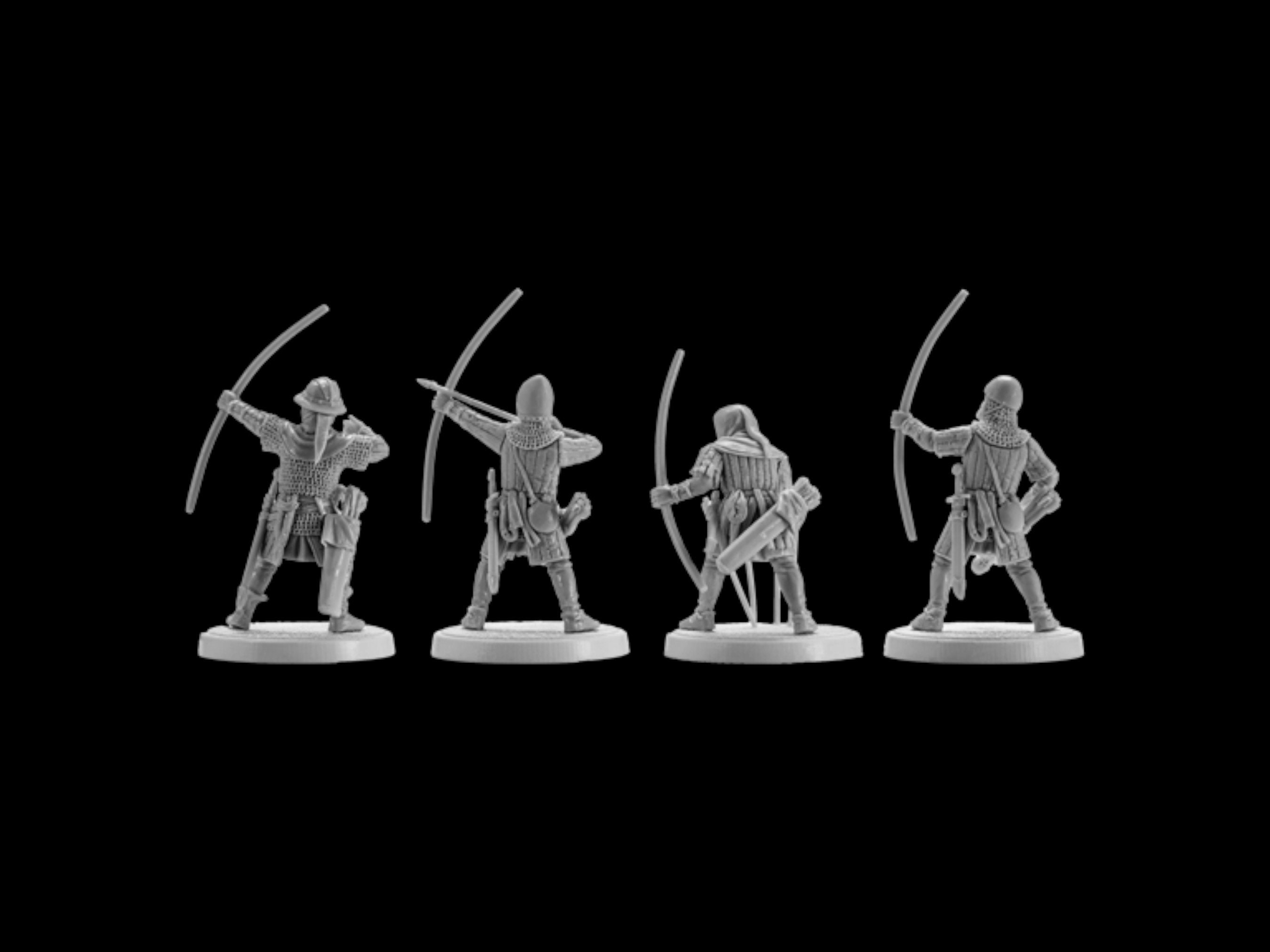 Set of 4 Medieval English Archers. 28 Mm Miniatures - Etsy