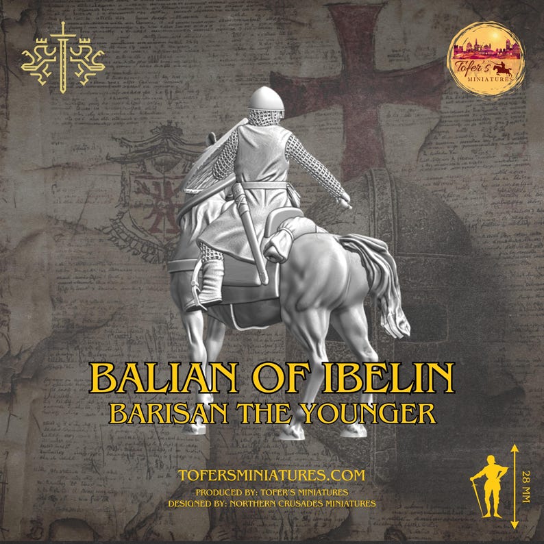 Mounted Medieval Norman Knight. Balian of Ibelin, Barisan the Younger ...