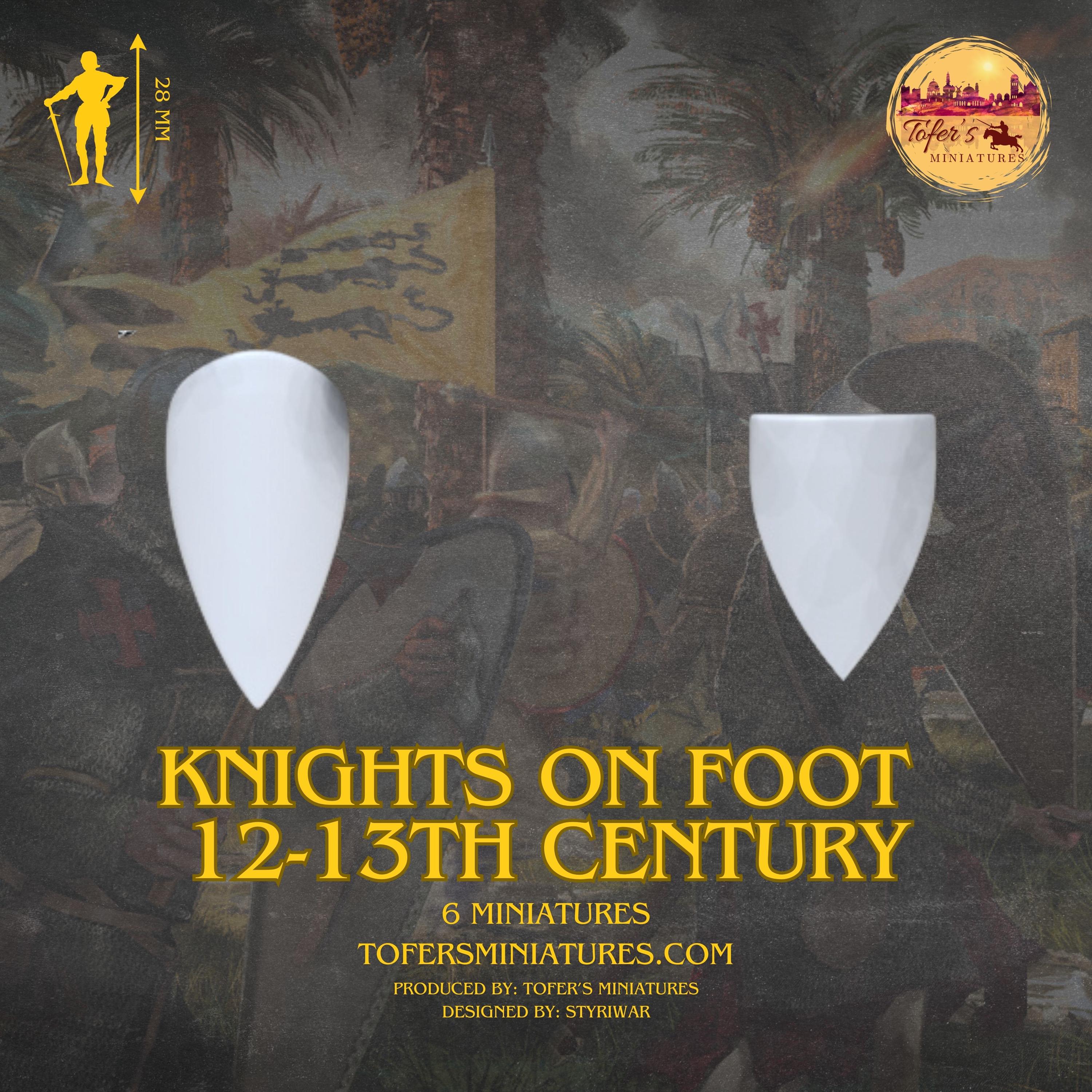 Set of 6 Medieval Crusader Knights on Foot. 12-13th Century. 28 Mm ...