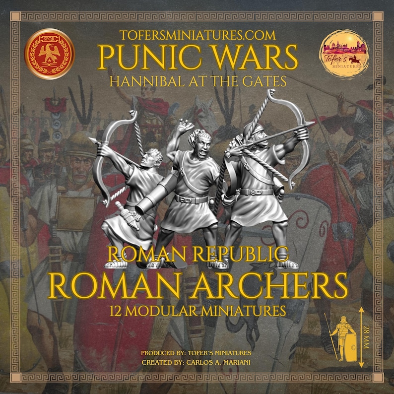 Roman Republic Archers. Republic of Rome. 28 Mm Miniatures Set of 12 ...
