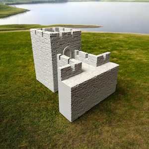 Medieval Tower With the Wall. 28mm Scale. Modular Castle - Etsy