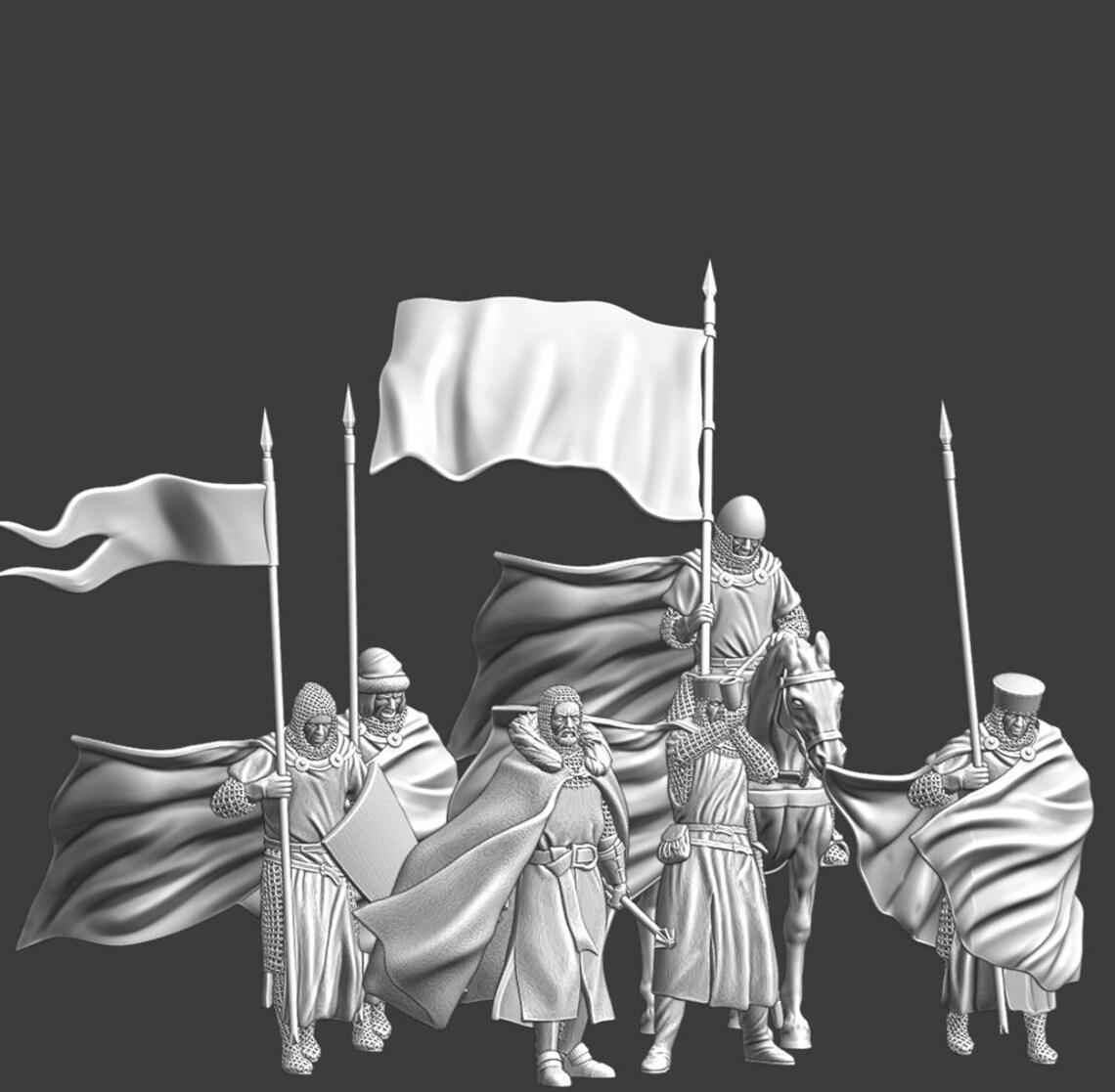 Medieval Crusaders in the Wind. 28mm, 32mm, 40mm, 54mm Miniatures ...