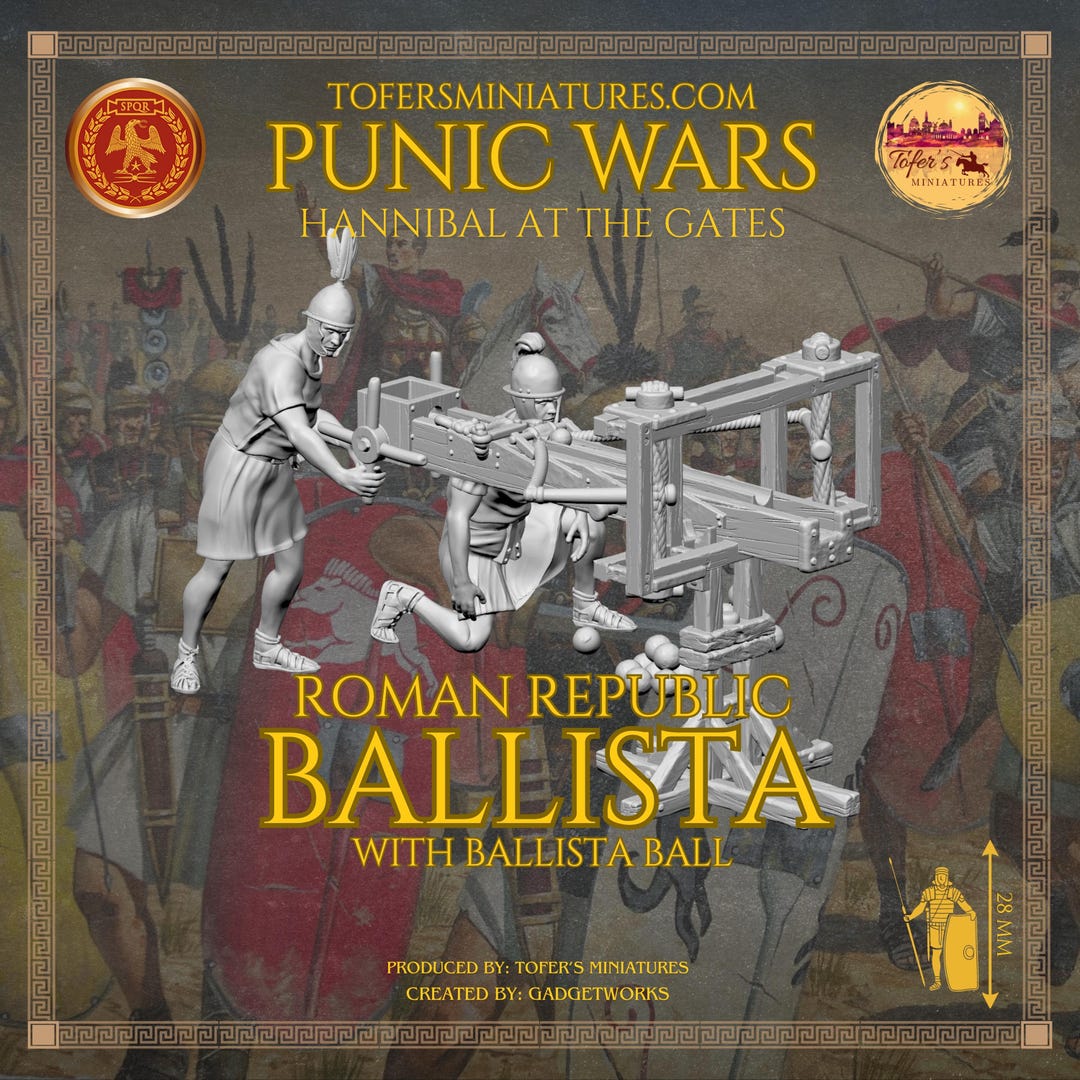 Ballista With Bolt / Ball. Republic of Rome. Punic Wars. 28 Mm, 32 Mm ...
