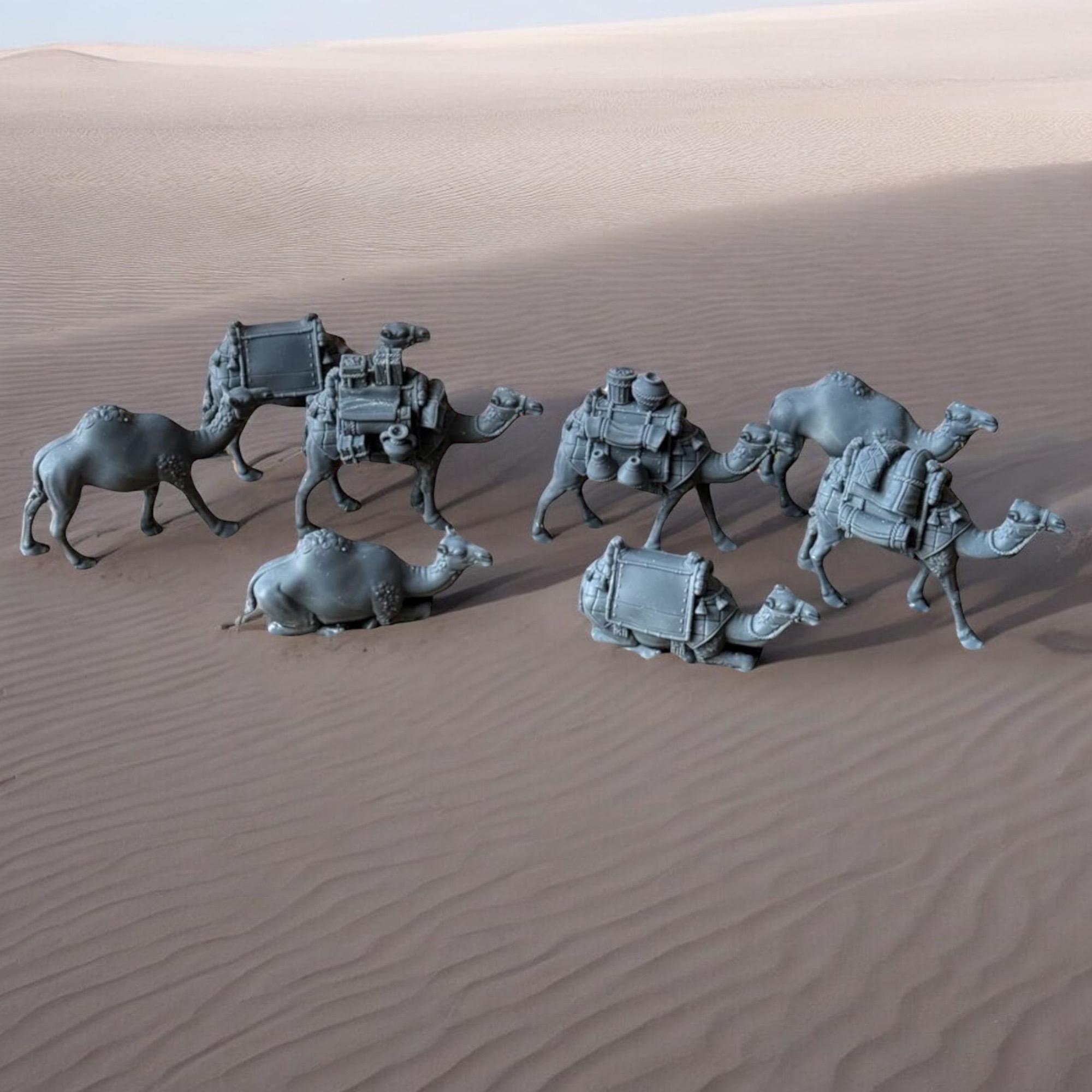 Set of 8 Desert Camels Miniatures. 28 Mm Miniature. Ideal for Games ...