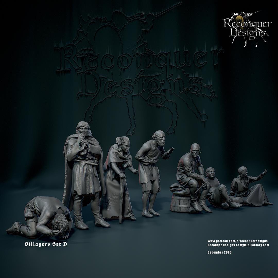 Medieval Villagers Set D, Historical Wargaming, Diorama. 28 Mm, 32 Mm ...