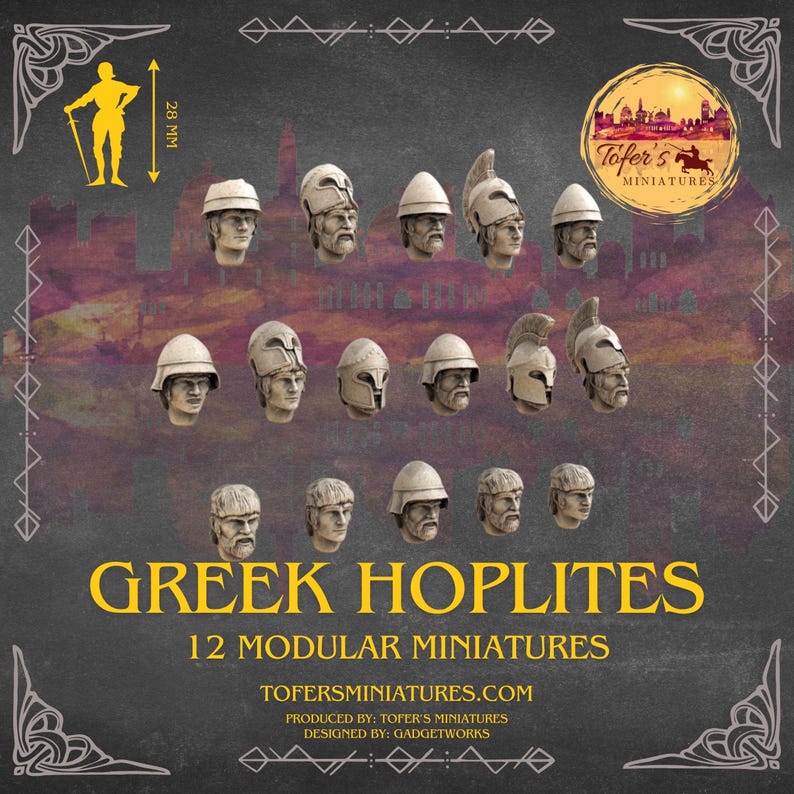 Greek Hoplites Modular Miniatures. 28 Mm Miniatures set of 12 - Etsy