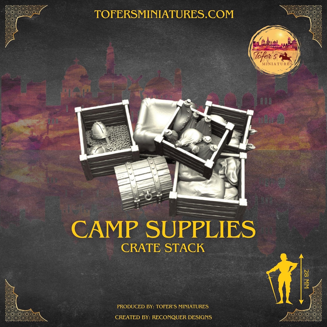 Medieval Camp Supplies - Crate Stack. 28 Mm Miniatures - Etsy