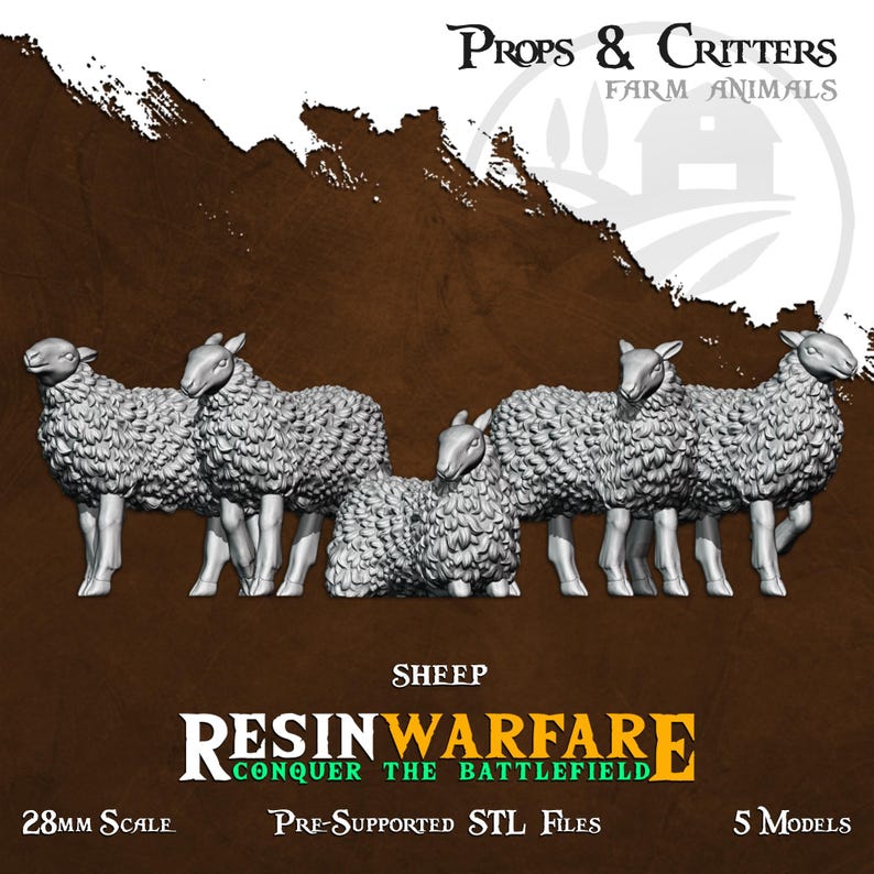 Farm Animals. 28 Mm Miniatures. Ideal for Diorama and Historical ...