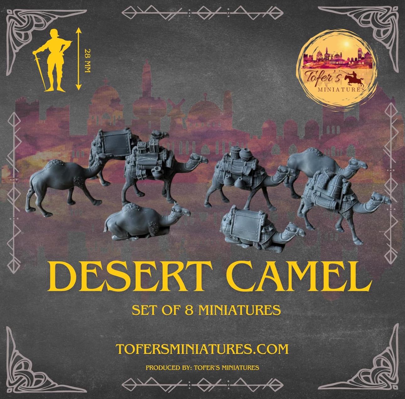 Set of 8 Desert Camels Miniatures. 28 Mm Miniature. Ideal for Games ...