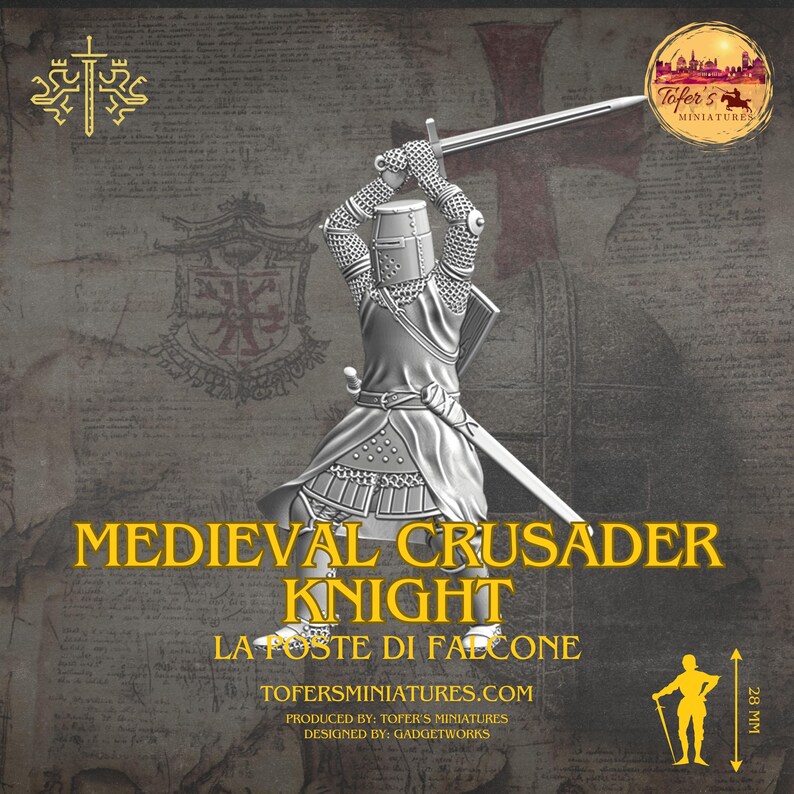 Medieval Crusader Knight - Medieval Knight - La Poste Di Falcone. 28 Mm ...