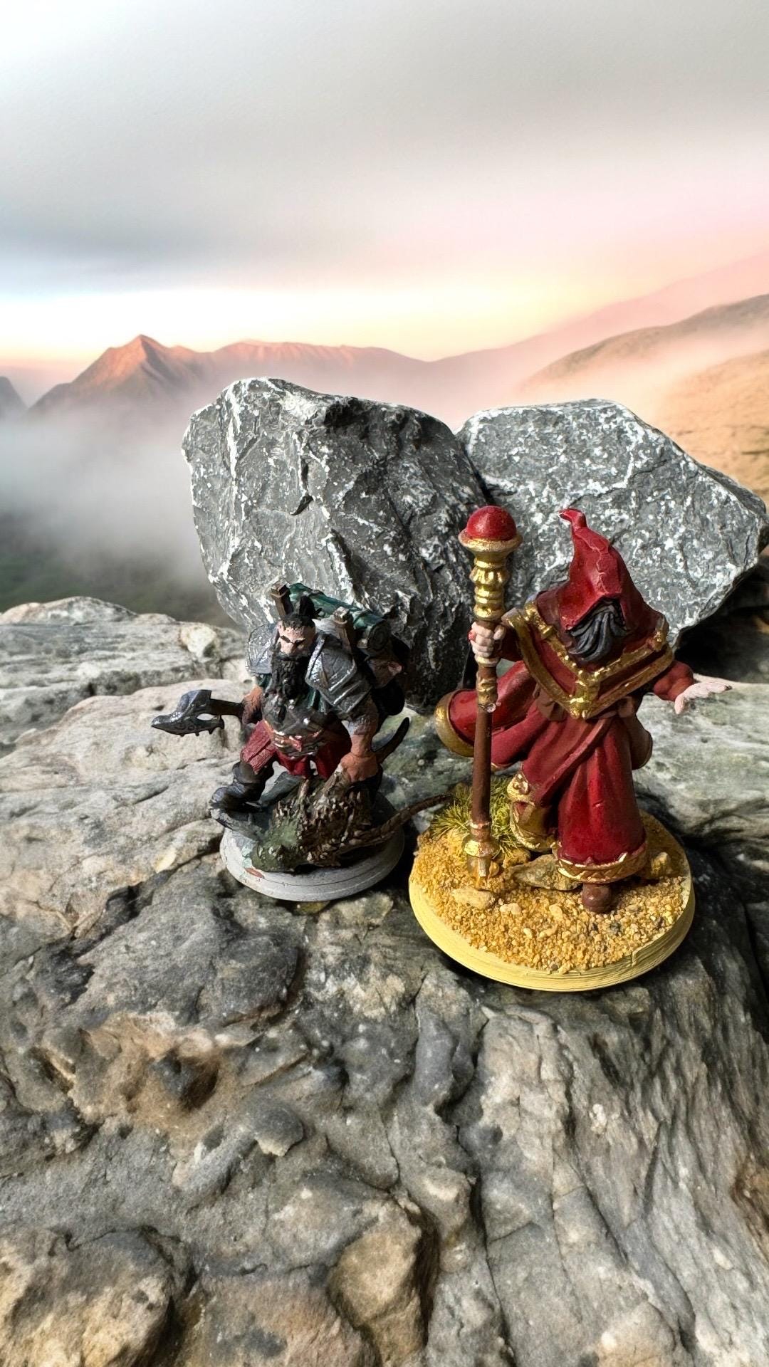 PAINTED the Fire Wizard With Dworf. 32 Mm Fantasy Miniature. Great for ...