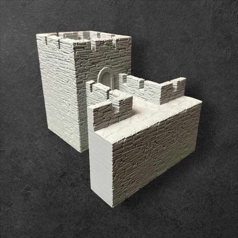 Medieval Tower With the Wall. 28mm Scale. Modular Castle - Etsy