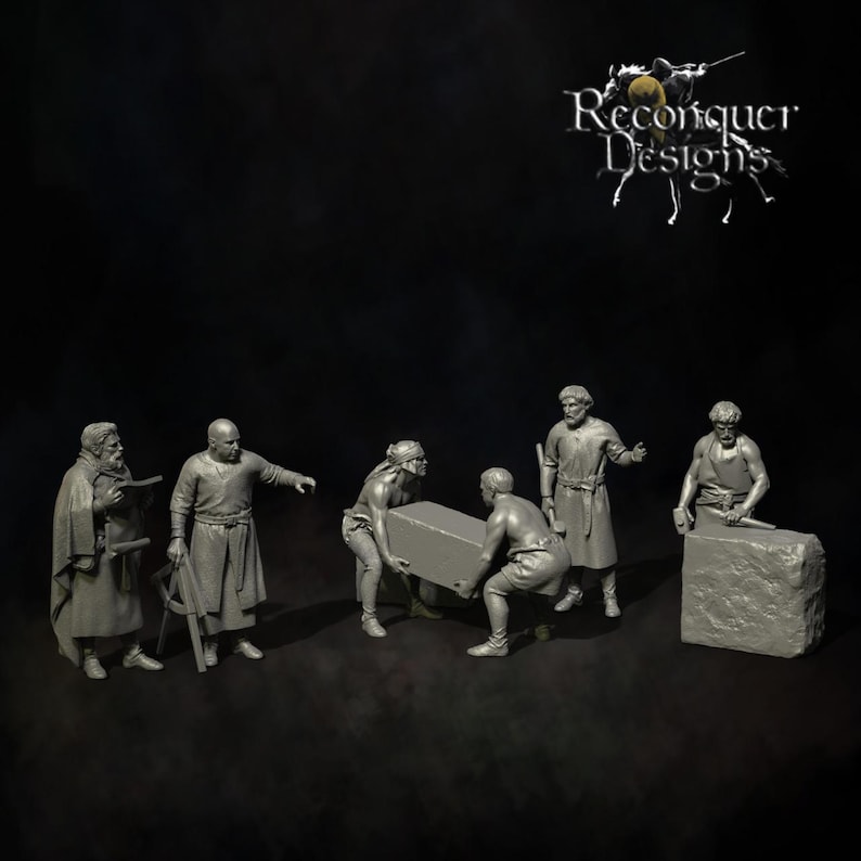 Medieval Masons and Craftsmen, Historical Wargaming. 28 Mm Miniatures ...