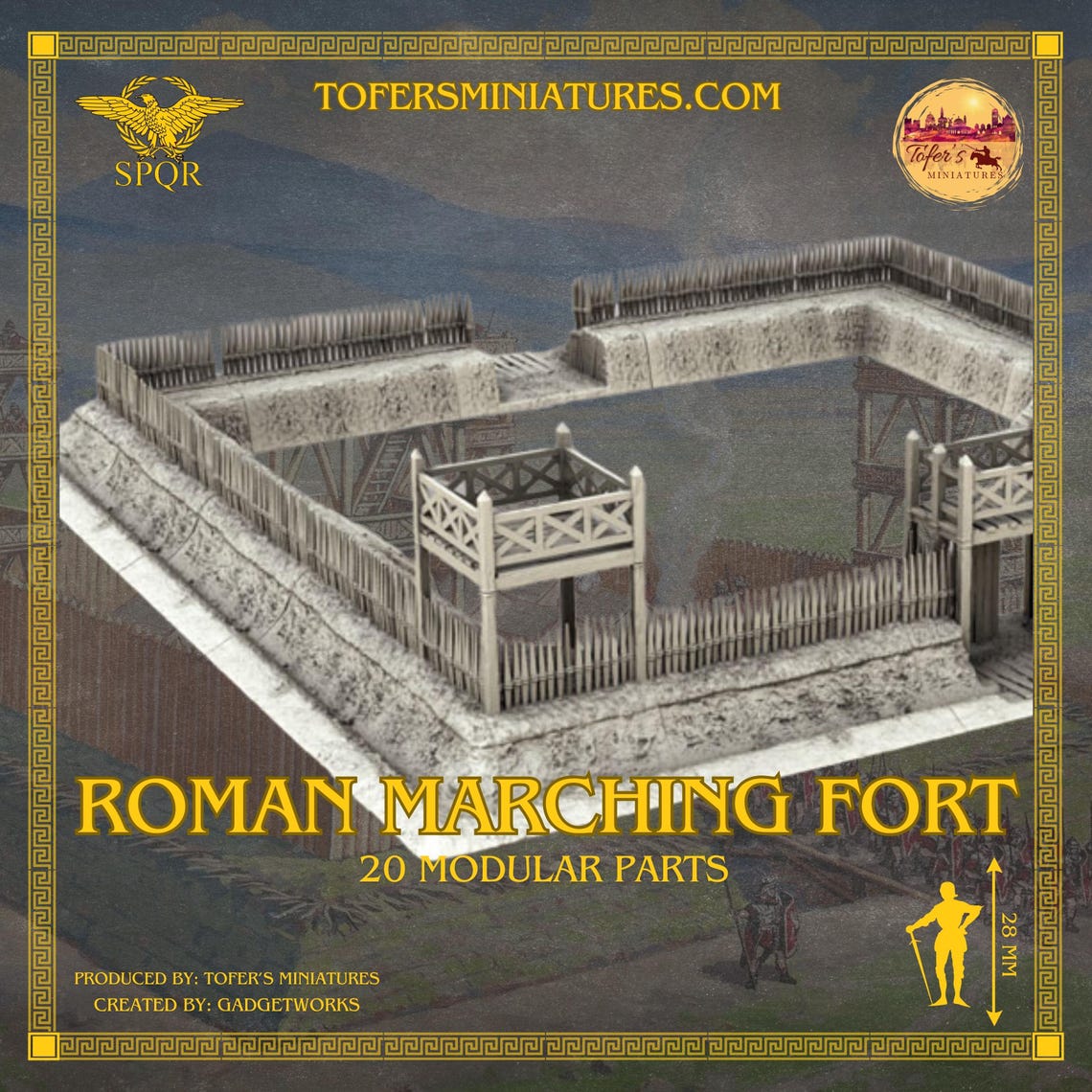 Roman Empire Modular Marching Fort. 30 Pieces. 28 Mm. Produced by Tofer ...
