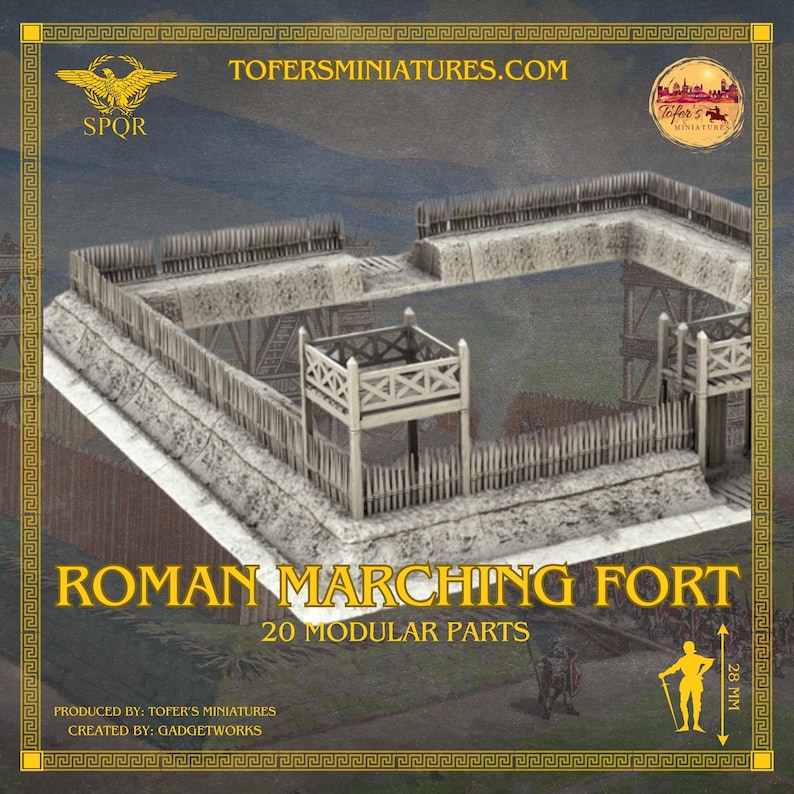 Roman Empire Modular Marching Fort. 30 Pieces. 28 Mm. Produced by Tofer ...