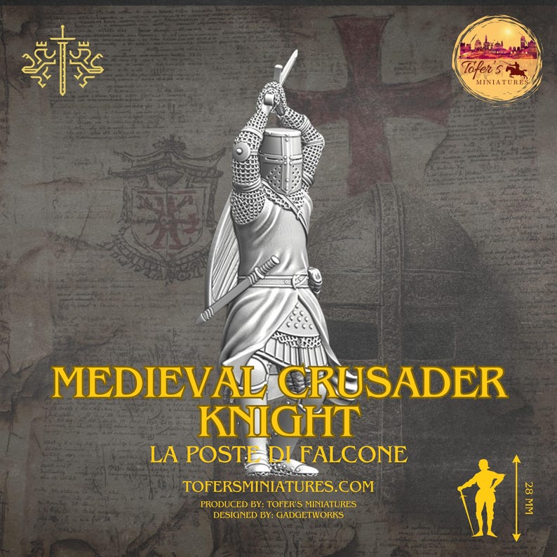 Medieval Crusader Knight - Medieval Knight - La Poste Di Falcone. 28 Mm ...