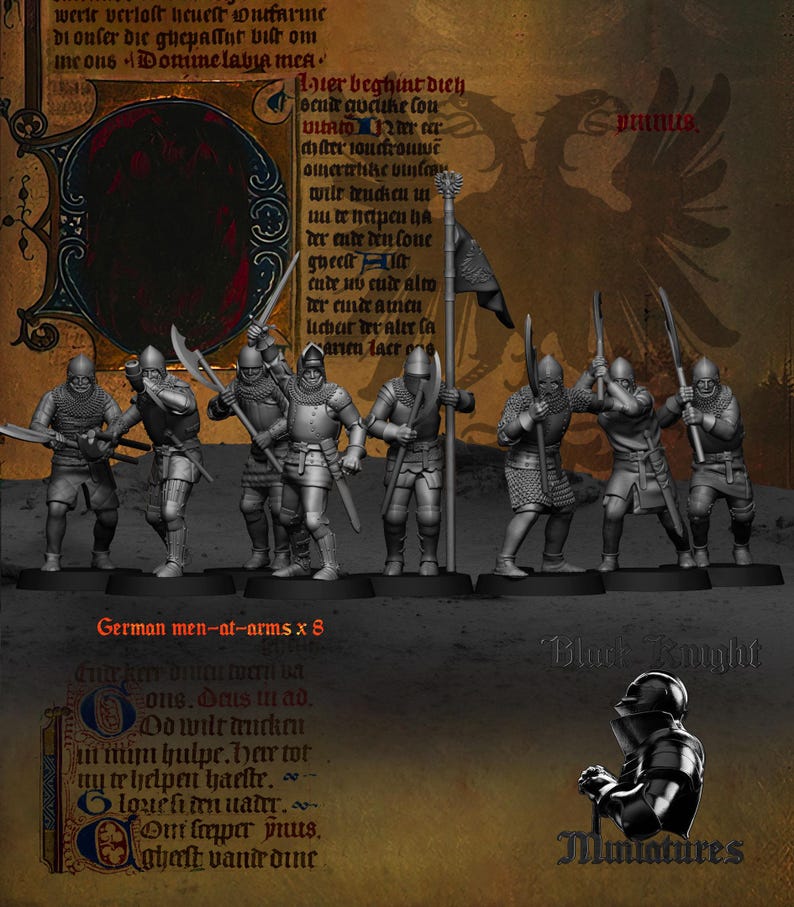 15th Century - German Men-at-arms X 8 (two-handed Weapons). 28 Mm ...