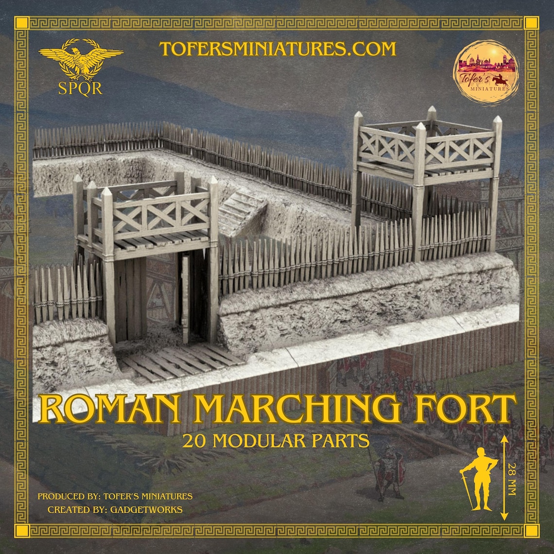 Roman Empire Modular Marching Fort. 30 Pieces. 28 Mm. Produced by Tofer ...