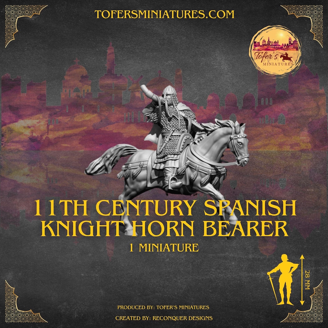 11th Century Spanish Knight Horn Bearer. 28 Mm Miniatures - Etsy