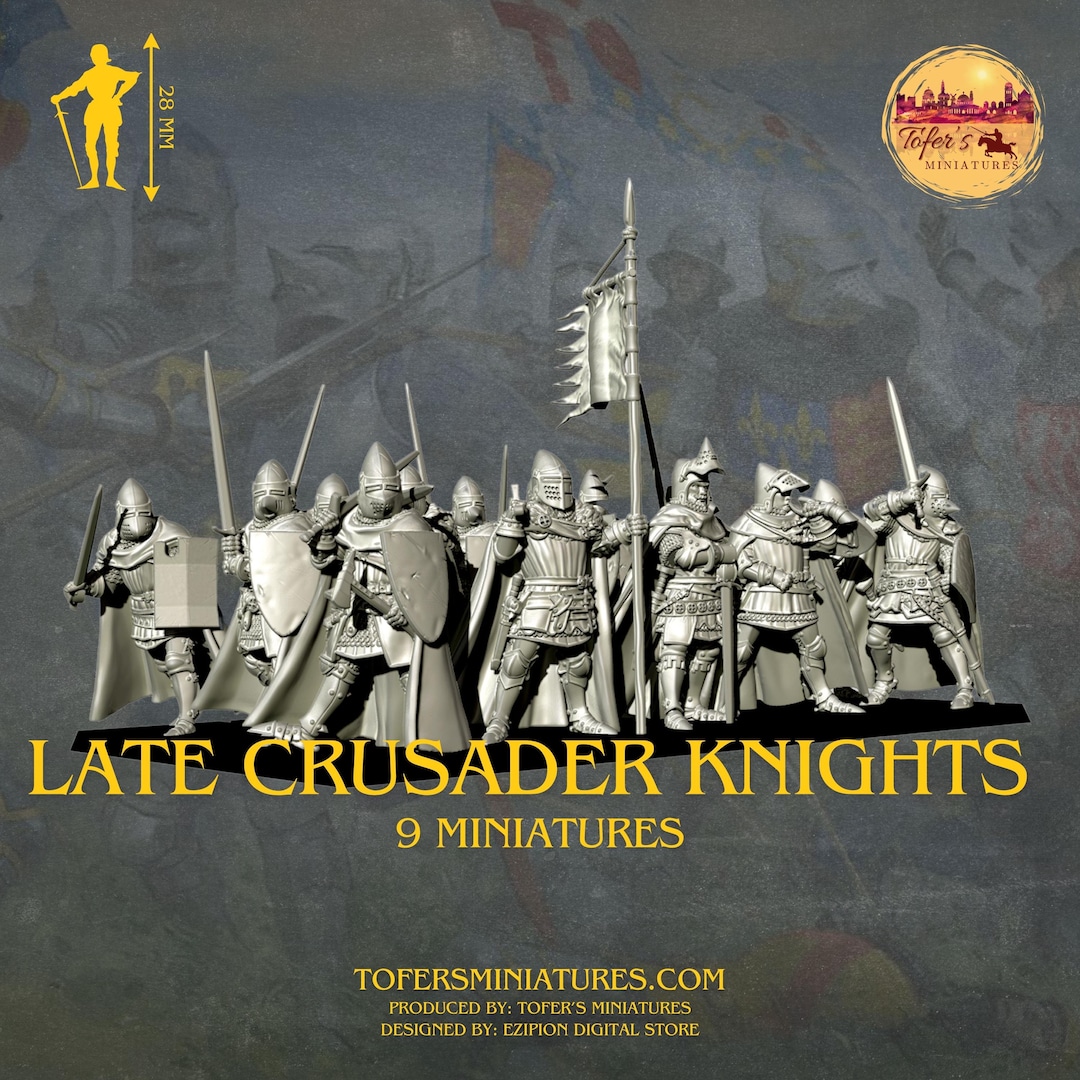 Late Crusader Knights on Foot. 28 Mm Miniatures - Etsy