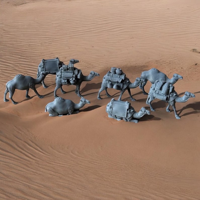 Set of 8 Desert Camels Miniatures. 28 Mm Miniature. Ideal for Games ...