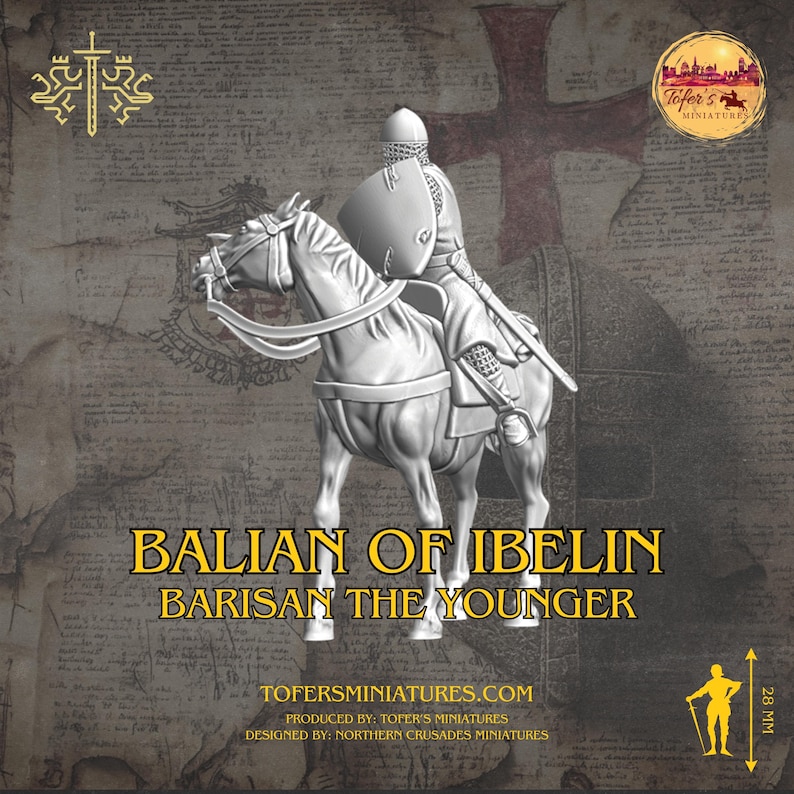 Mounted Medieval Norman Knight. Balian of Ibelin, Barisan the Younger ...